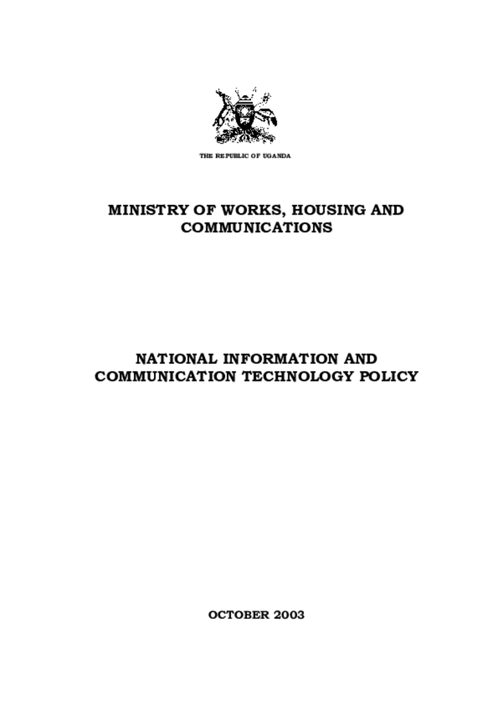 National Information And Communication Technology Policy | MOH Knowledge Management Portal